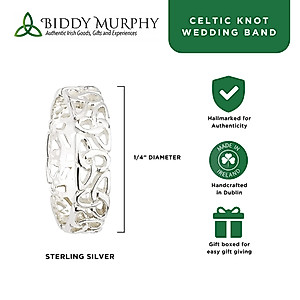 Biddy Murphy Womens Celtic Knot Ring Sterling Silver Made in Ireland Size 9