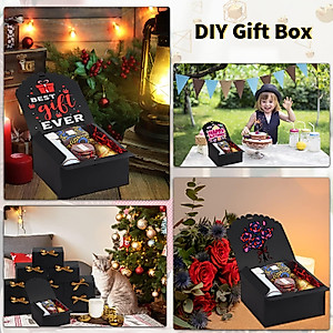 10 PCS Gift Boxes with Lids, 8x8x4 inches Cardboard Gift Boxes, Black Gift Boxes with Ribbon, Paper Gift Boxes for Present Wedding, Mother's Day Packaging, Birthday, Crafting, Party, Cupcake (Black)