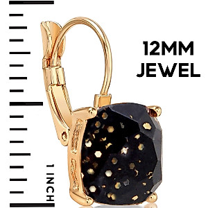 Square Earrings for Women - Leverback Earrings, Sparkle Earrings, Gold-Tone Glitter Earrings, Lever Backed Earrings for Women, Womens Earrings, Black and Gold Earrings, Drop Earrings for Women Dangle