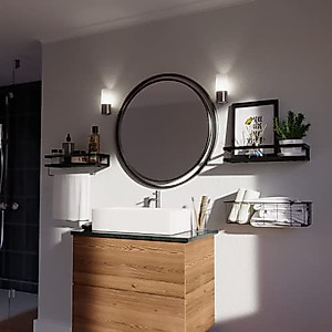 Richer House Floating Shelves with Wire Basket, Rustic Wall Shelves with Removable Towel Bar, Black Bathroom Shelves for Wall Decor, Kitchen, Living Room, Bedroom