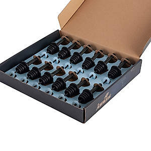 JNWINOG 12 Pack Liquor Pourers Stainless Steel Gold Classic Bottle Pourers Tapered Spout Liquor Bottle Pourers for Alcohol, Olive Oil Dispenser Spout with Rubber Cap (Matte Black)