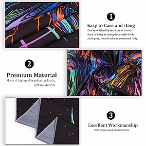 Blacklight Skull Tapestry for Bedroom, Hippie Grim Reaper and Skeleton Posters Wall Hanging for Men Room Decor, Large Black Light Cool Gothic Tapestries for Men Living Room Dorm Decor (60in x 79in)