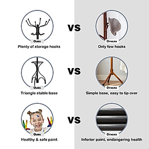 Nightcore Coat Rack Freestanding, Heavy-duty Coat Tree with Umbrella Holder, Modern Coat Rack Stand with 12 Hanging Hooks, Coat Hanger for Jackets Bags Hats Purse Scarf Entryway