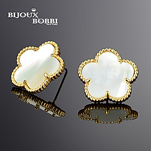 BIJOUX BOBBI [Gift Packaging Mother of Pearl Fashion Collection Jewelries (A3542EGM GOLD 18MM MOP)