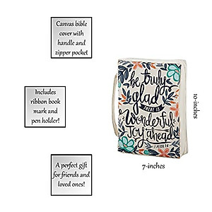 Creative Brands B2216 Faithworks-French Press Mornings Canvas Bible Cover, 7 x 10-Inch, Be Truly Glad