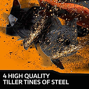 SuperHandy Tiller Cultivator Rototiller Electric Portable 40V 14" Inch Tilling Width 4 Premium Steel Adjustable for Garden & Lawn, Digging, Weed Removal & Soil Cultivation with Extra Battery