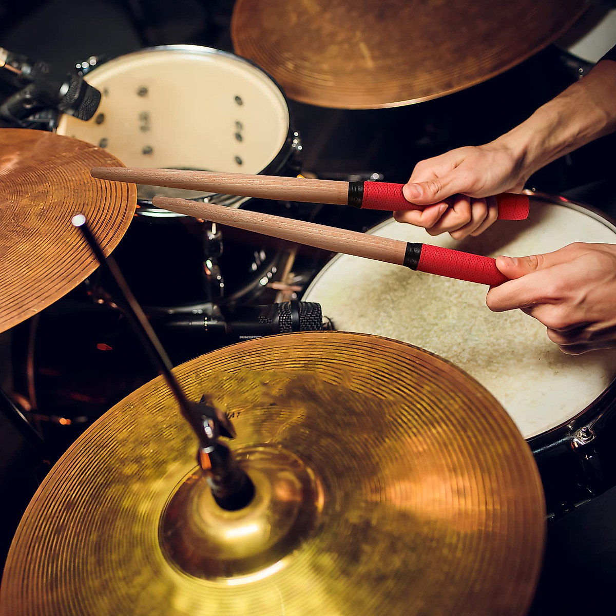 SUPVOX 1 Pair 35x2cm Drumstick Taiko Drum Drumstick Master Drum Sticks for Drum (Red)