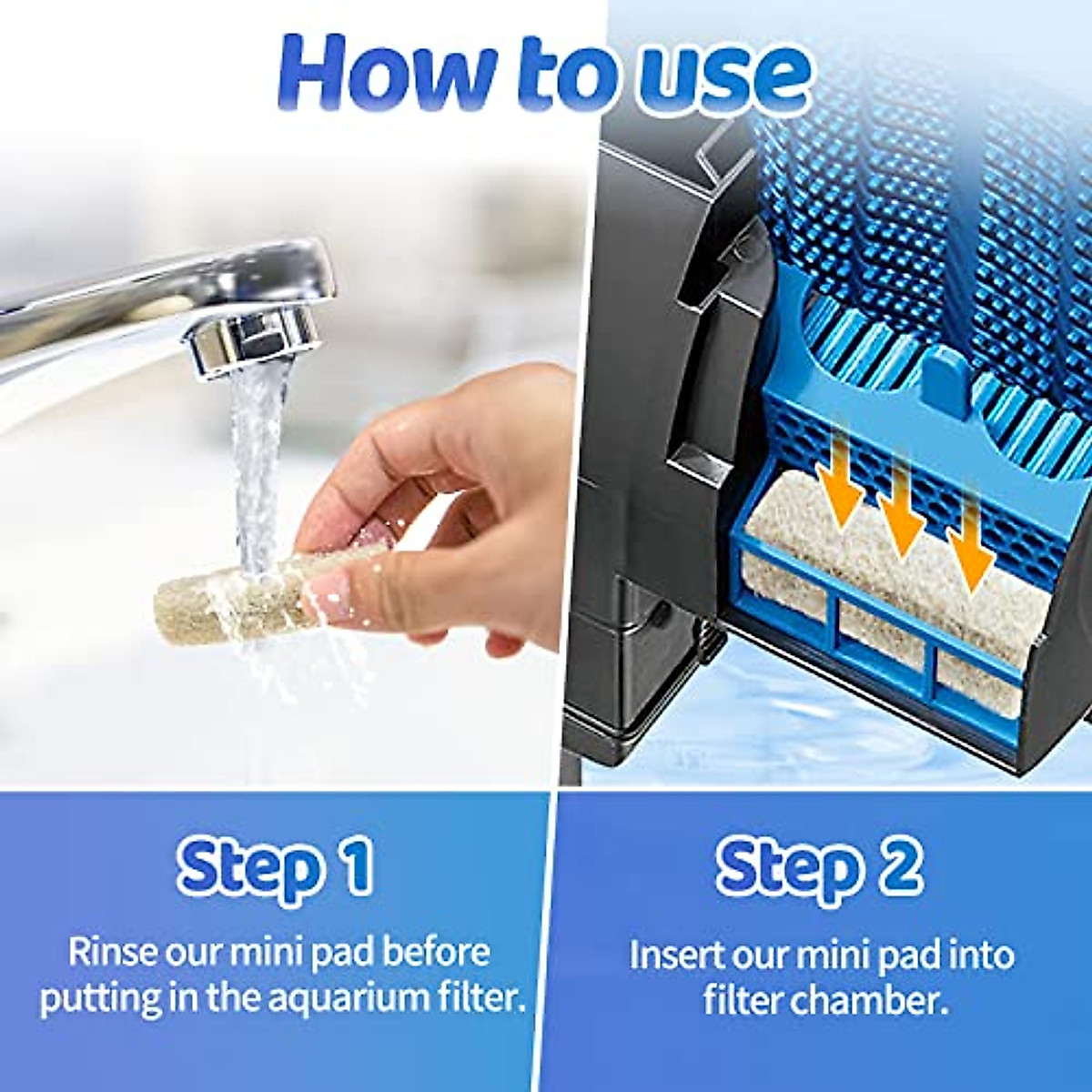 HiTauing 12 Count Ammonia Reducer Filter Pads for aqueon，Fish Tank Filter Pads for QuietFlow LED PRO Model 10