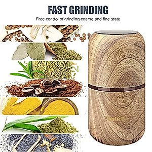 COOL KNIGHT Herb Grinder [large capacity/fast/Electric ]-Spice Herb Coffee Grinder with Pollen Catcher/- 7.5" (Wood grain)