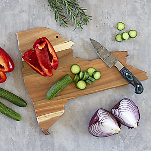 Totally Bamboo Rock & Branch Origins Series New York State Shaped Cutting Board and Charcuterie Serving Tray, Includes Hang Tie for Wall Display