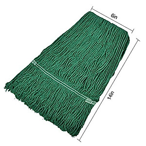 Mop Heads Replacements, 3 Pack Heavy Duty Commercial Cotton String Mops Refills, 14 Inch Wet Mop Headband Looped End String Head Refill for Home Industrial Floor Cleaning, Reusable Dirt Hair Sweeper