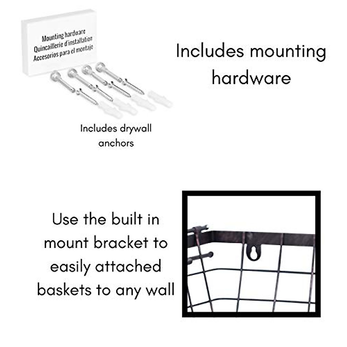 BirdRock Home Wire Basket for Storage - Set of 2 Baskets - Stackable - Hanging – Wall Shelf - Fruit Vegetable Organization – Pantry Cabinet - Metal Bin for Kitchen Counter – Bathroom Storage