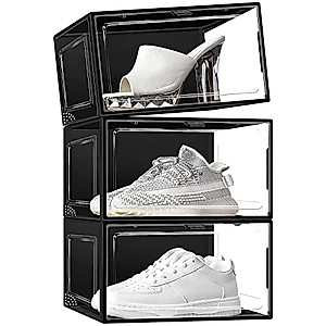 mupera X-Large Shoe Boxes Clear Plastic Stackable Shoe Storage Box with Clear Door for Closet, Plastic Shoe Boxes with Lids, Drop Front Shoe Box, Storage Containers for Organizing Sneaker(9 Pack)