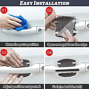 Worcas TPU Carbon Fiber Like Car Door Handle Cup Protective Sticker Auto Door Paint Guard Car Door Cup Scratch Protection Films Universal Door Handle Cups Protective Pad (m+h)/8pcs