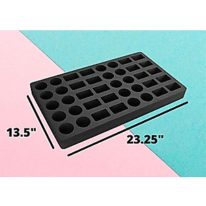 Polar Whale Lotion and Body Spray Stand Organizer Large Tray Washable Waterproof Insert for Home Bathroom Bedroom Office 23.25 x 13.5 x 2 Inches 40 Slots Black