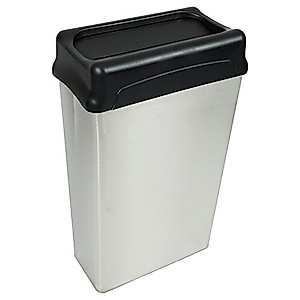 Witt Industries Rectangular Modern Waste Basket Wastebasket, 22 Gallon, Stainless Steel Finish