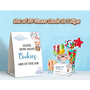 Hot Air Balloon Shower Game,Guess How Many Cookies,Baby Shower Games,Wedding Shower Game,Baby Shower Decorations Gender Neutral,Bridal Shower Decoration,Birthday Party Game,50 guess Cards & 1 Sign-11