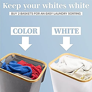 Lonbet - Grey Laundry Hamper with Lid - XL 100 L - Large Hampers for Laundry with Handles - Laundry Baskets with Lid for Bedrooms - Bamboo Bathroom Tall Laundry Bin