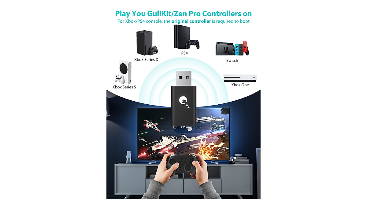 GuliKit Goku Wireless Adapter: Xbox, PS4, Switch, PC Gaming