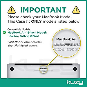 Kuzy Compatible with MacBook Air 13 inch Case 2020 2021 2018 MacBook Air M1 Case Hard Shell MacBook Air 2020 Case Cover A2337 MacBook Air Case A2179 A1932 Laptop Case MacBook Air 13 inch, Black