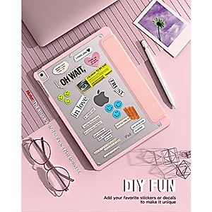 TiMOVO iPad 6th/5th Generation Case (2018/2017), iPad Air 2/Air 1 Case (2014/2013) with Pencil Holder, Slim Protective Clear Transparent Back Case Cover for iPad 9.7 inch, Auto Wake/Sleep, Light Pink