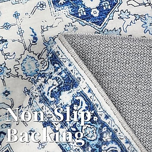 GlowSol Washable Area Rug 9x12 Boho Floral Non-Slip Rugs Vintage Low Pile Carpet Medallion Rugs for Living Room Bedroom Dining Room Office,9x12