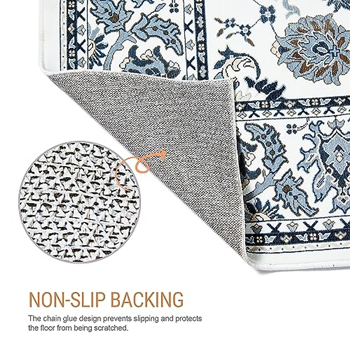 Boho Vintage Area Rug - 6x9 Large Washable Living Room Rug Ultra-Thin Non-Slip Non-Shedding Print Floor Carpet for Bedroom Home