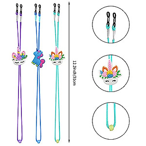 SKYCOOOOL Kids Glasses Strap (8PCS) Unicorn Rainbow Adjuster Stretchy Eyeglass Strap for Boys Girls