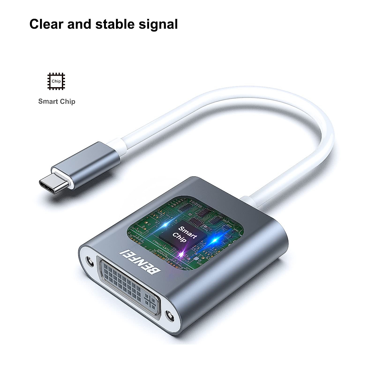 BENFEI USB C to DVI Adapter, Type-C to DVI Adapter [Thunderbolt 3/4 Compatible] with iPhone 15 Pro/Max, MacBook Pro/Air 2023, iPad Pro, iMac, S23, XPS 17, Surface Book 3 and More - Grey