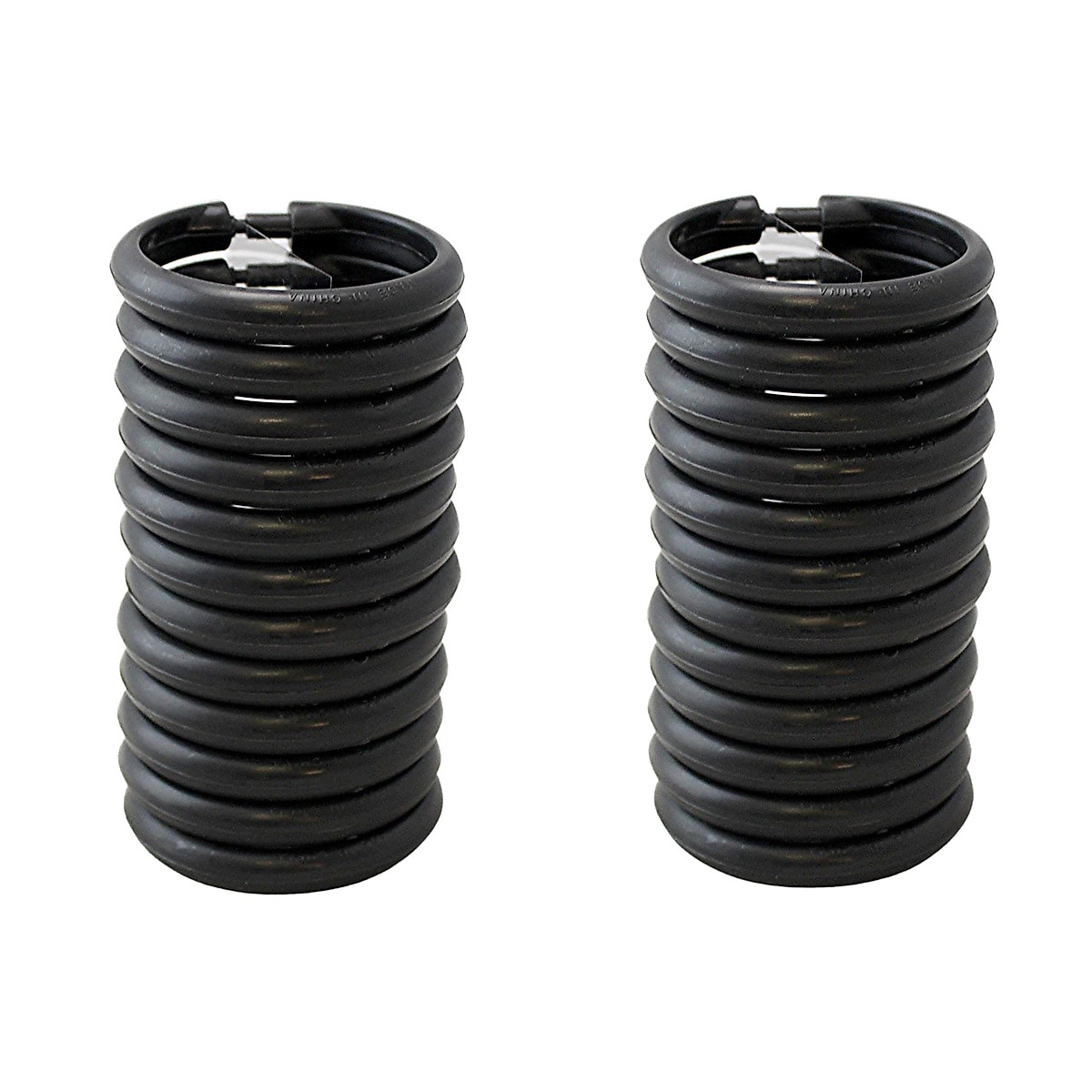 2 Pack 24 Piece Plastic Basic Locking Oval Hook Easy Gliding Shower Curtain Rings (Black)