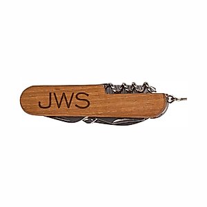 Personalized Knife Wooden 8-Function Multi-Tool Pocket Knife Custom Initials Laser Engraved Folding Knife, Birthday, Christmas Presents