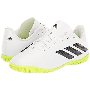 adidas Copa Pure.4 Indoor Sneaker, White/Core Black/Lucid Lemon, 12 US Unisex Little Kid