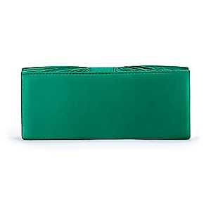 Mulian LilY M366 Women Pleated Satin Rhinestone Brooch Evening Bags Prom Clutch Purse With Detachable Chain Strap Green