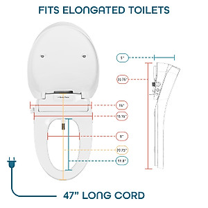 BidetMate 3500 Series Electric Bidet Heated Smart Toilet Seat with Automatic Opening and Closing Lid & Seat, Unlimited Heated Water, Remote, Warm Air Dryer, and Self-Cleaning - Fits Elongated Toilets