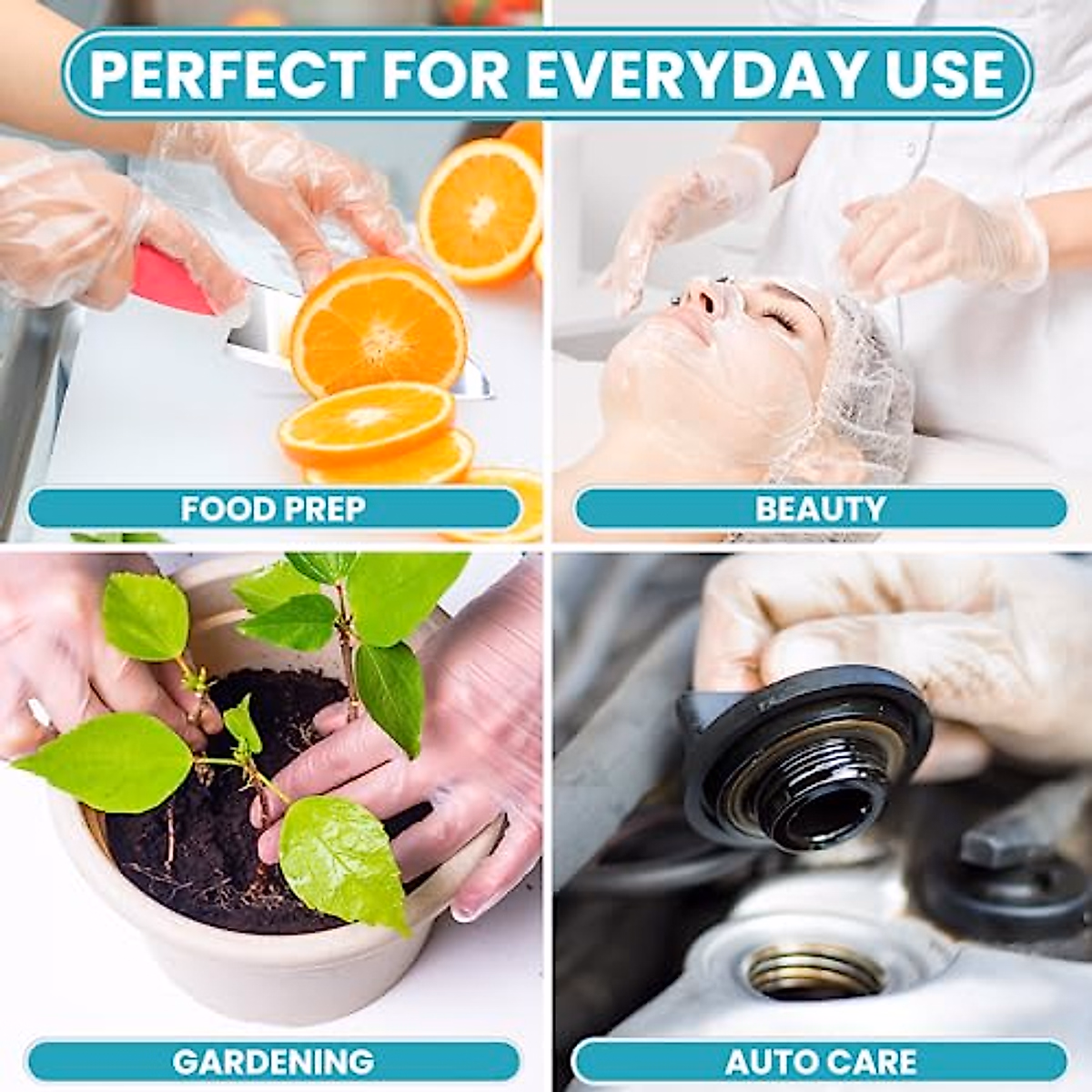 Keppi 100pcs Plastic Gloves | BPA & Latex Free | Perfect Food Handling Gloves | Food Safe Disposable Gloves for Cooking | Bulk Food Safe Gloves | One Size Great Fit