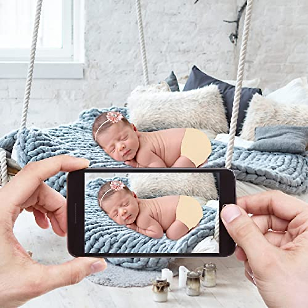 3PCS Baby Newborn Photo Props Wraps & Photography Blanket Set,DIY Newborn Stretch Wrapping Sack Buddy Diaper Cover Infant Photo Blanket Swaddle Photography Props Wraps for Baby Girl Boy