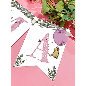 Winnie Banner for Baby Shower Girl Welcome Baby Bunting Garland Cute Hanging Decorations Pooh Theme Girls 1 St Birthday Party Decorations