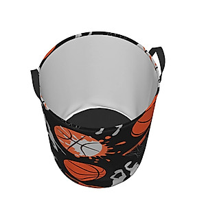 Gbuzozie Basketball Sport Pattern Round Laundry Hamper Storage Basket Toys Clothes Organizer Bin For Home Bathroom Bedroom Dorm Nursery, 38l