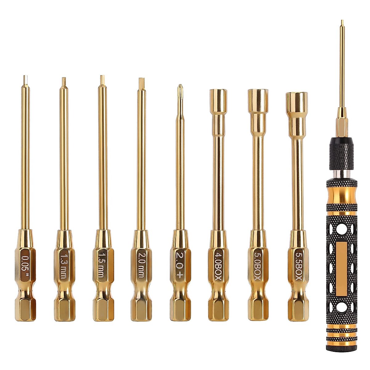 INJORA 8 in 1 RC Hex Screwdriver Nut Driver & Phillips Screwdriver Tool Set, 1/4" Drive Hex Bit Set, RC Car Tools Kit, Allen Wrenches For 1/18 1/24 RC Mini Crawler Car Axial SCX24 AX24 FMS FCX24 TRX4M