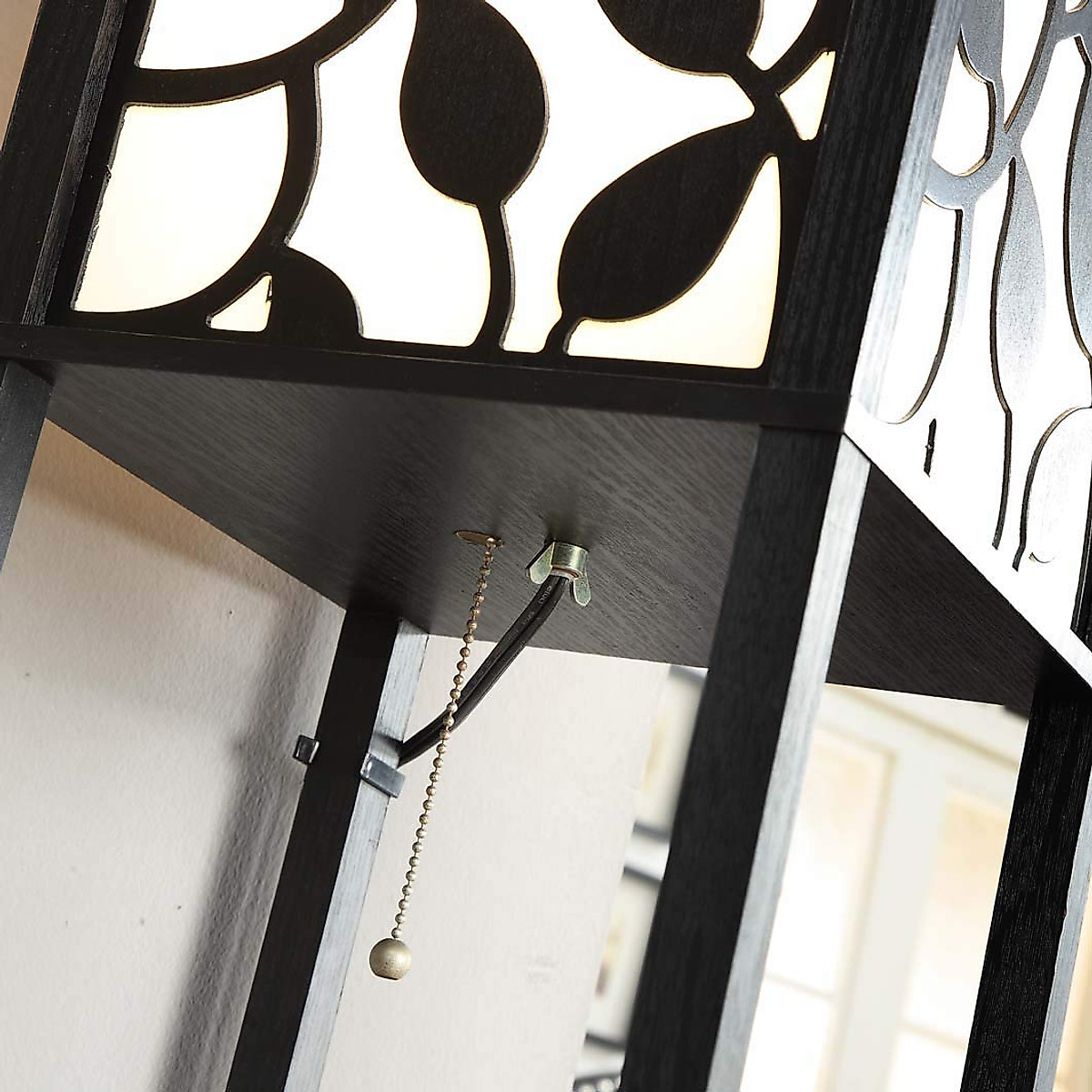 Floor Lamp with Shelves -Shelf Floor Lamp with 2 USB Charging Ports & Electric Outlet - Tall & Narrow Tower Nightstand for Living Room & Bedroom - Modern, Asian End Table with Light Attached