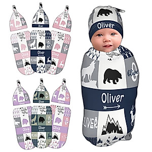 Personalized Baby Swaddle and Hat for Newborn Baby Girls Boys with Name Custom Baby Blankets for Girls Boys Personalized Custom Baby Blankets Personalized Baby Items Girls Boys Gifts
