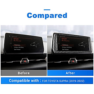 AIRSPEED Car Central Navigation Screen Panel Cover Carbon Fiber Center Console Auto Interior Trim Sticker for Toyota Supra GR A90 A91 MK5 2019-2022, Black