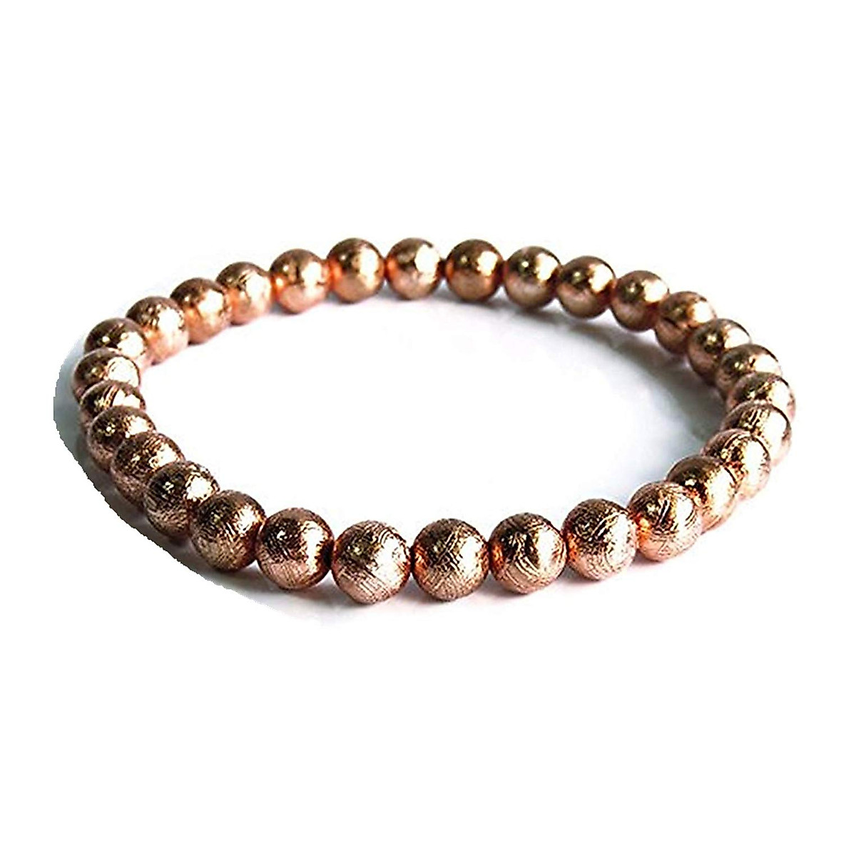 7mm Genuine Natural Gibeon Meteorite Rose Gold Plated Jewelry Round Bead Bracelet AAAA