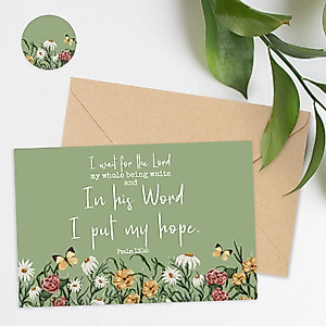 Whaline 40 Pack Christian Greeting Cards Bible Verse Floral Decorative Gift Cards with Envelopes & Stickers Blank Note Cards Assortment for Baby Shower Birthday Party Supplies