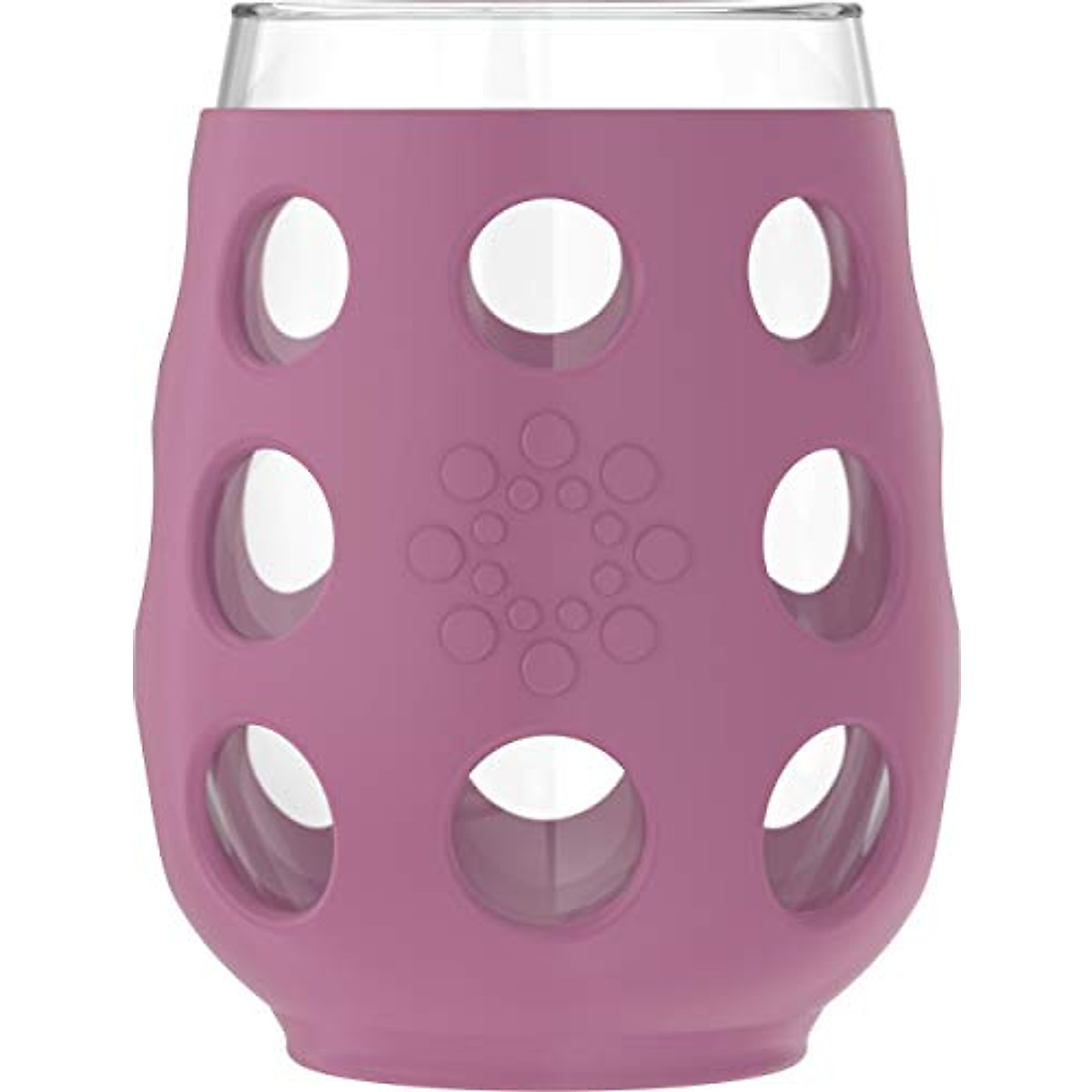 Lifefactory Wine Glass with Protective Silicone Sleeve, 4 Count (Pack of 1), Carbon, Optic White, Periwinkle, Wisteria