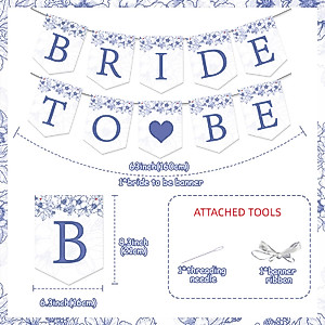 Bride To Be Banner, Blue Floral Bachelorette Bridal Party Banner for Bachelorette Bridal Party Decorations & Decor