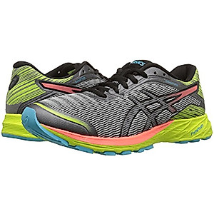 ASICS Women's Dynaflyte Running Shoe, Mid Grey/Flash Coral/Safety Yellow, 7.5 M US