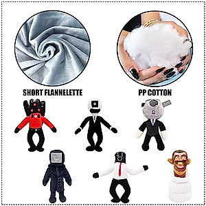 Perkitok 6PCS Skibidi Toilet Plush, 11" Titan Speakerman PlushiesToys for Fans and Friends Beautifully Plush Doll Collectible Gifts
