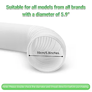 Air Conditioner Hose, lasama Universal Exhaust Hose, 5.9" Diameter Portable AC Exhaust Vent with Length 59", Clockwise Thread