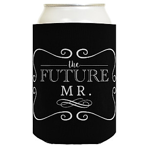 Bridal Shower Gifts Future Mr & Mrs Wedding Gift 2 Pack Can Coolie Drink Coolers Coolies Black